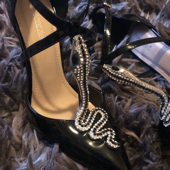 Shoe Dazzle | Shoes | Serpent High Heels Snake Rhinestone Diamond Shiny ...